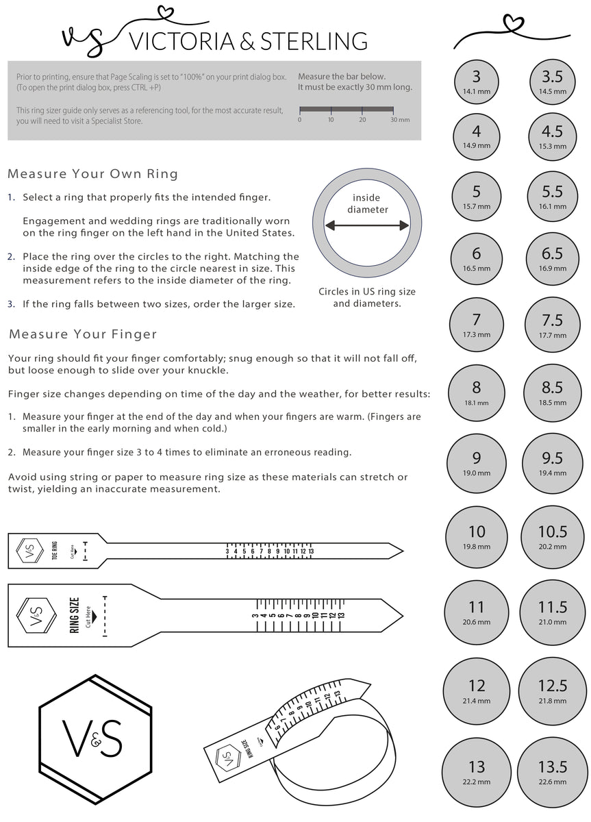 Printable Ring Sizing Chart Download – Victoria & Sterling